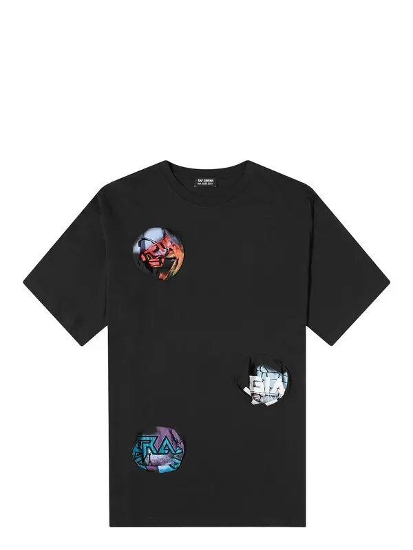 Raf Simons Oversized T-shirt With Printed Pocket Holes - Black