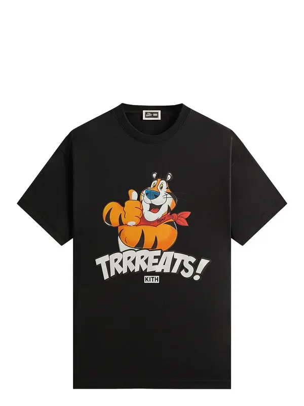 Kith Treats For Kellogg’s Frosted Flakes Cereal & Tony The Tiger Thumbs Up Tee - Black