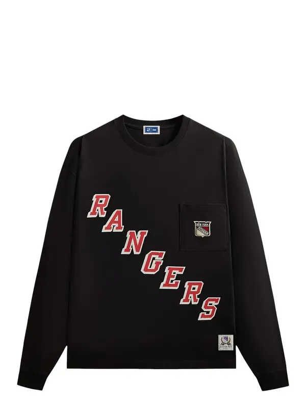 Kith For The New York Rangers Retro Vintage Long Sleeve Quinn Tee - Black