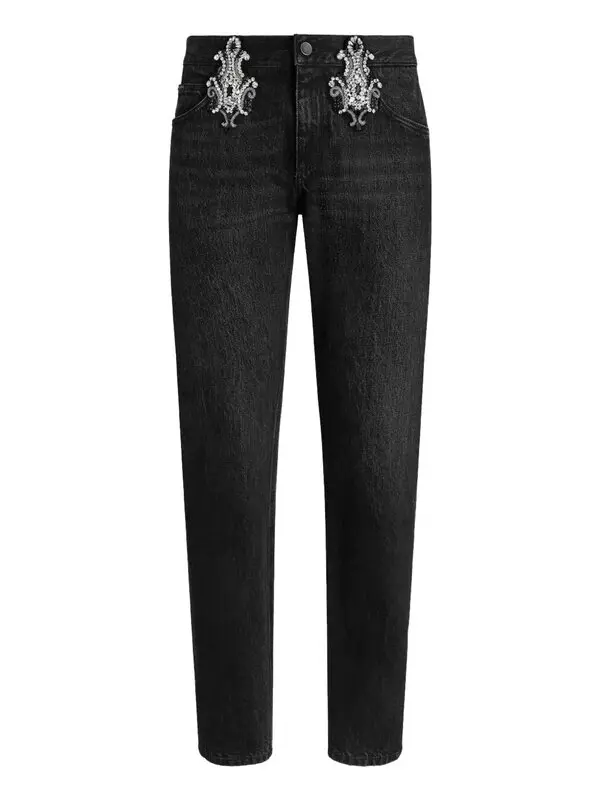 Dolce & Gabbana Five-pocket Embellished Jeans - Black