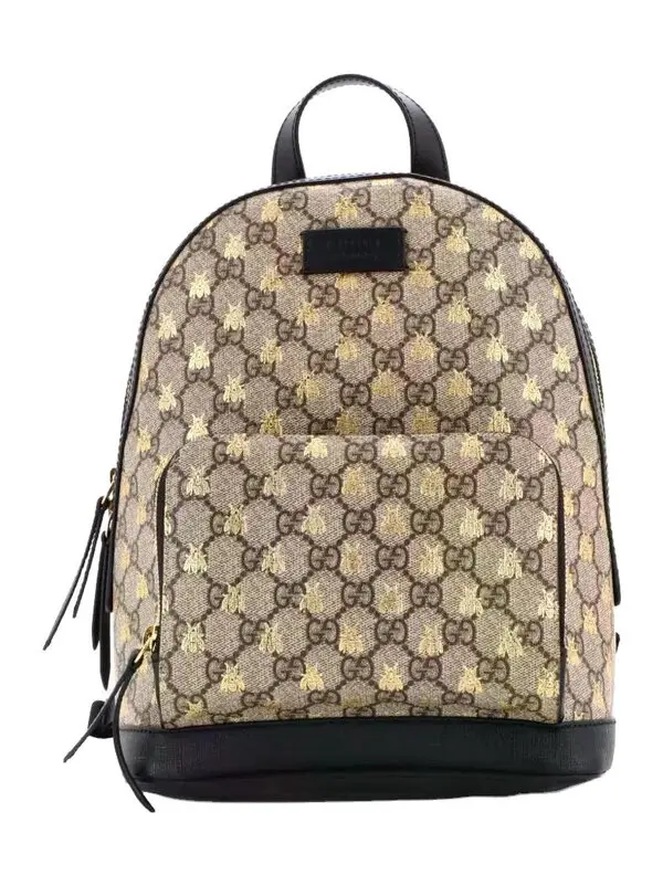 Gucci Zip Pocket Printed Gg Coated Canvas Small Backpack - Brown