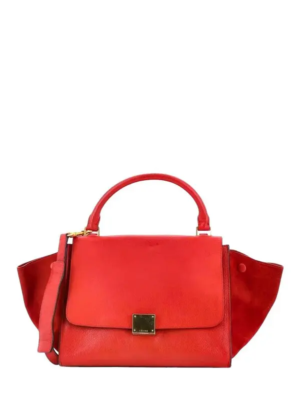 Celine Trapeze Small Satchel Leather Bag - Red