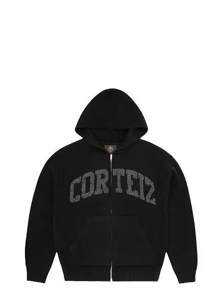 CORTEIZ 3m College Knit Zip Hoodie - Black