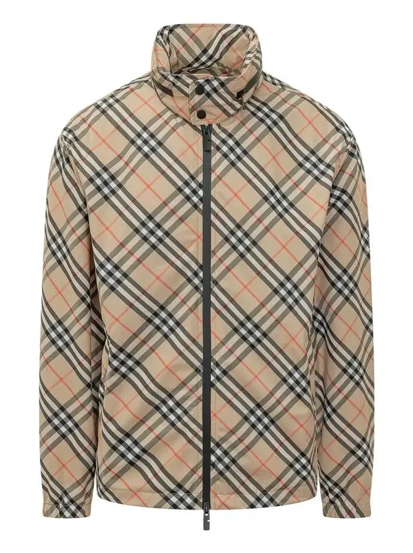 Burberry Plaid Jacket With Zip - Brown