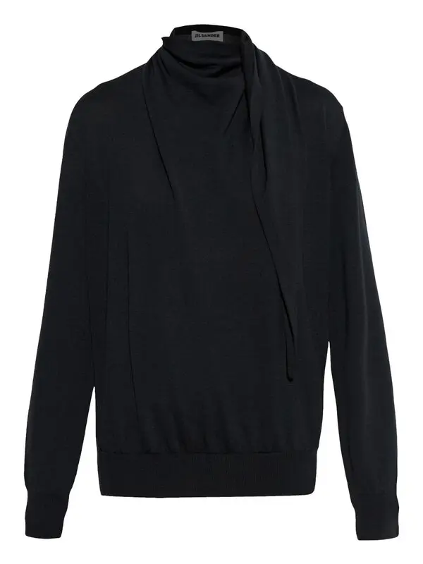 JIL SANDER Sweater With Decorative Neckline - Black