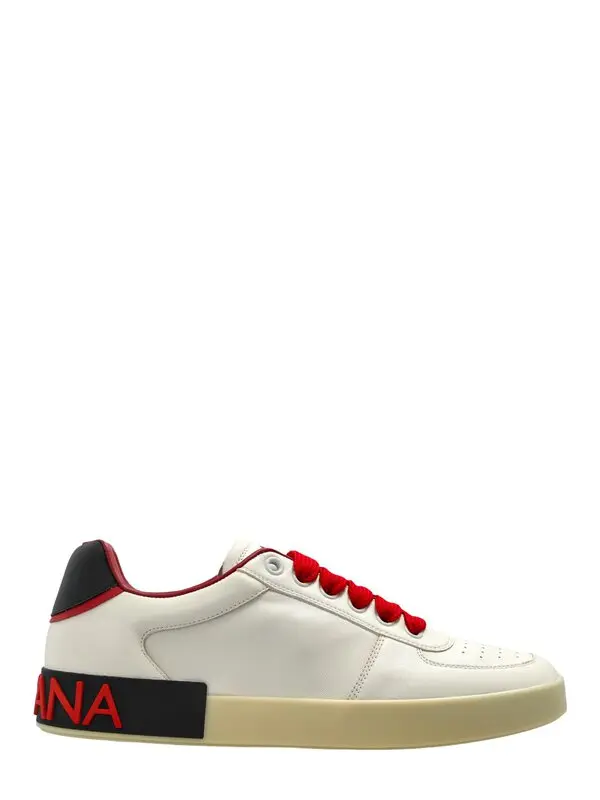 Dolce & Gabbana Portofino Leather Sneakers - Cream