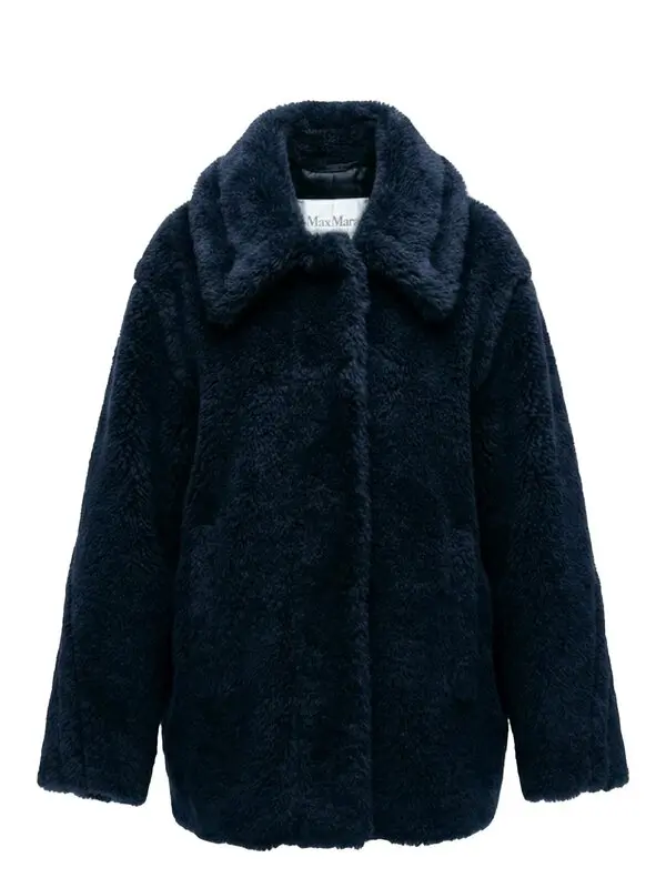 Max Mara Fuggito Faux Fur Coat - Navy Blue