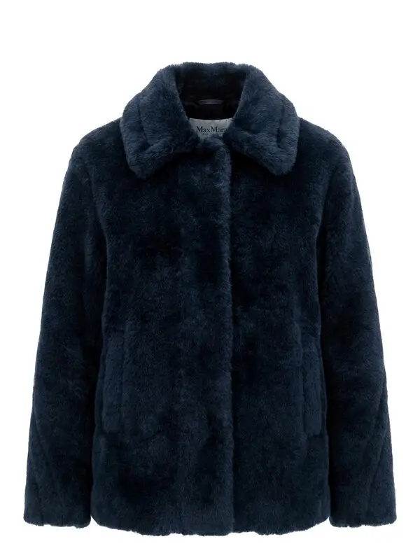 Max Mara Fuggito Faux Fur Coat - Navy Blue