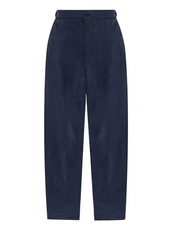 Giorgio Armani Loose-fit Silk Trousers - Navy Blue