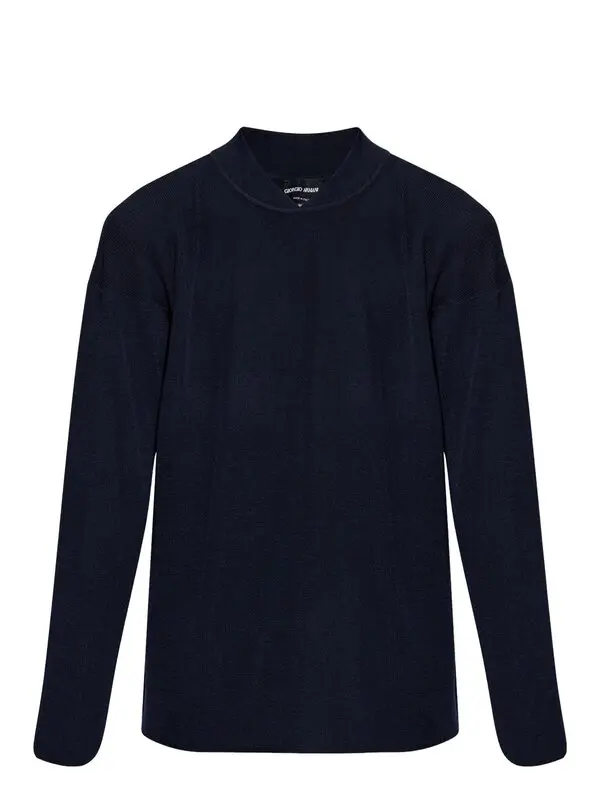 Giorgio Armani Wool And Cashmere Blend Sweater - Navy Blue
