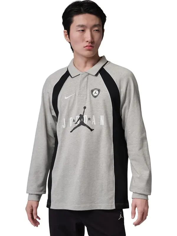 JORDAN Flight Long-sleeve Polo Jersey - Grey