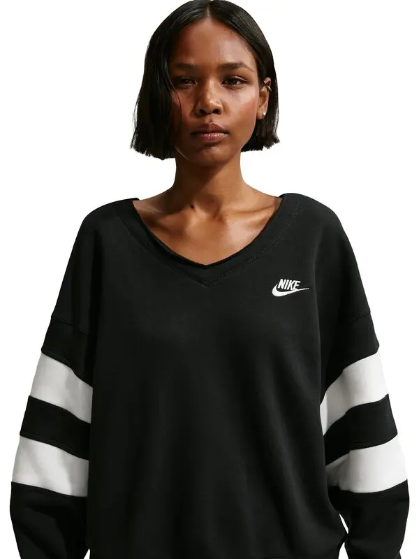 Nike Sportswear Club Fleece Oversized V-neck Sweatshirt - Black
