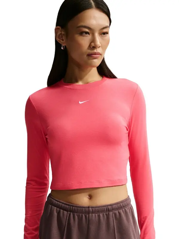 Nike Sportswear Chill Knit Slim Long-sleeve Cropped Top - Pink