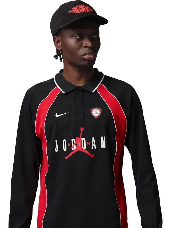 JORDAN Flight Long-sleeve Polo Jersey - Black