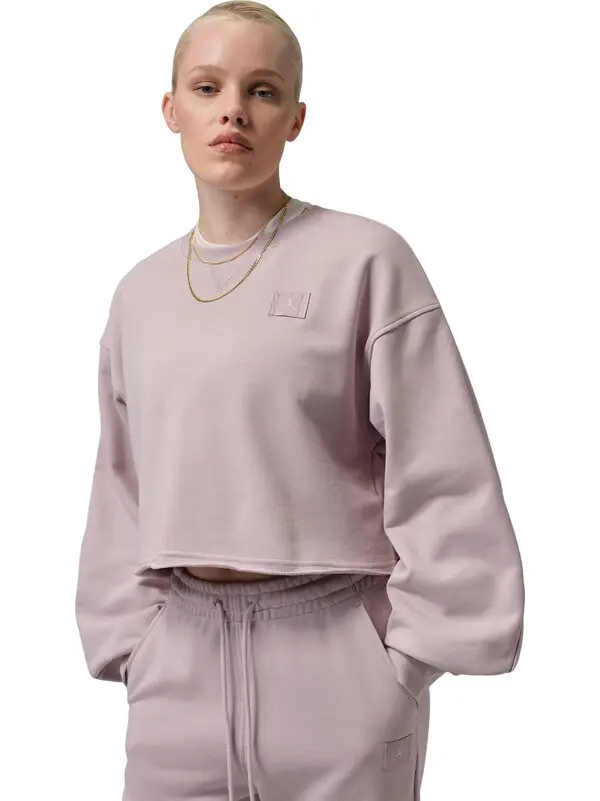 JORDAN Flight Fleece Mod-crop Crew-neck Sweatshirt - Pink