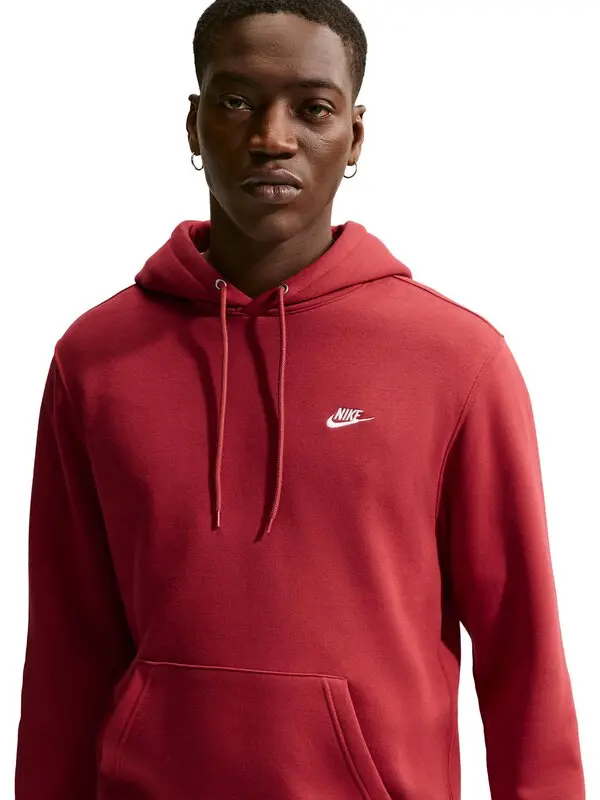 Nike Club Pullover Fleece Hoodie - Red