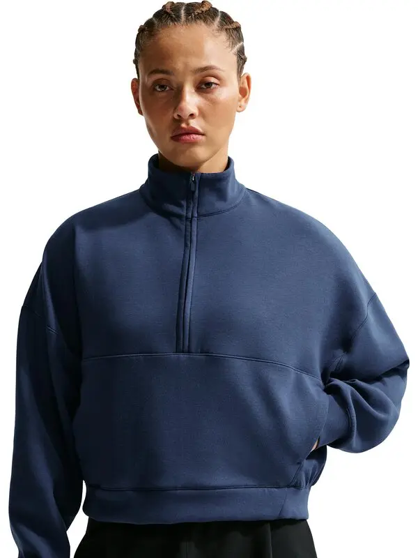 Nike 24.7 Impossiblysoft Dri-fit Oversized 1/2-zip Top - Blue