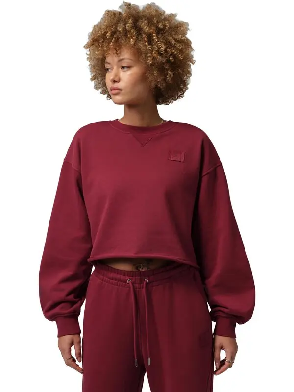 JORDAN Flight Fleece Mod-crop Crew-neck Sweatshirt - Red