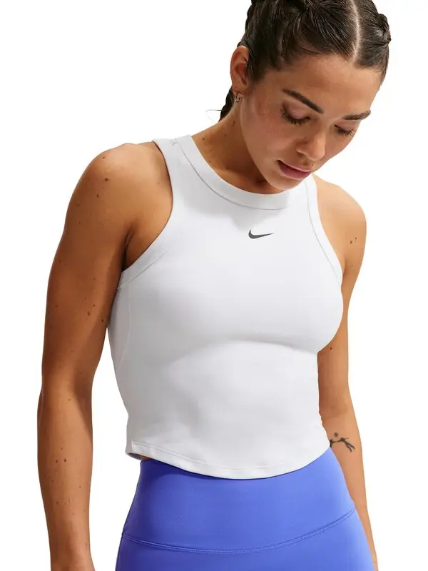 Nike Fitted Dri-fit Cropped Tank Top - White