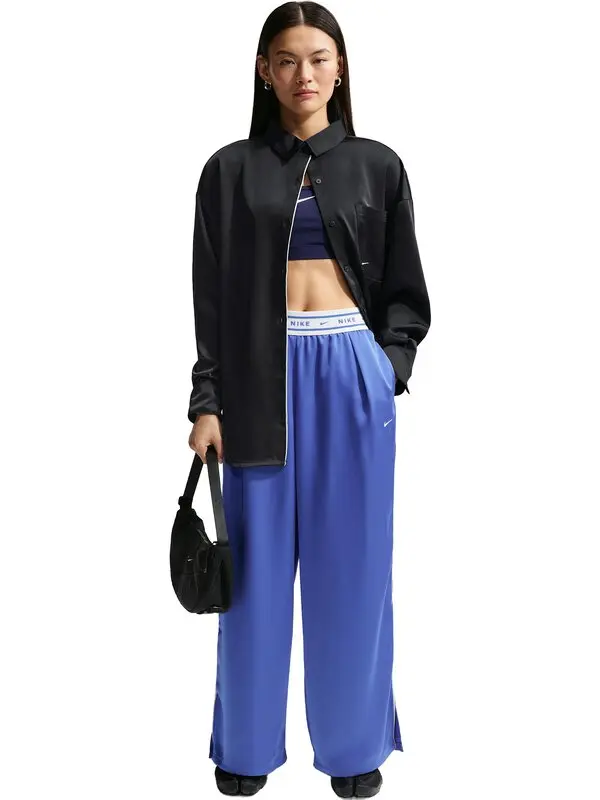 Nike Sportswear Loose Mid-rise Satin Pants - Blue