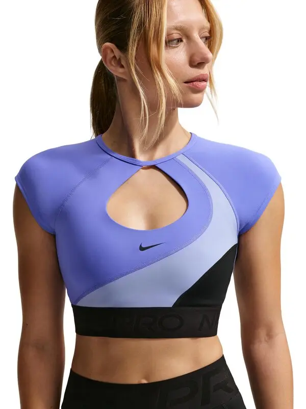 Nike Pro Sculpt Medium-support Padded Short-sleeve Sports Bra - Black