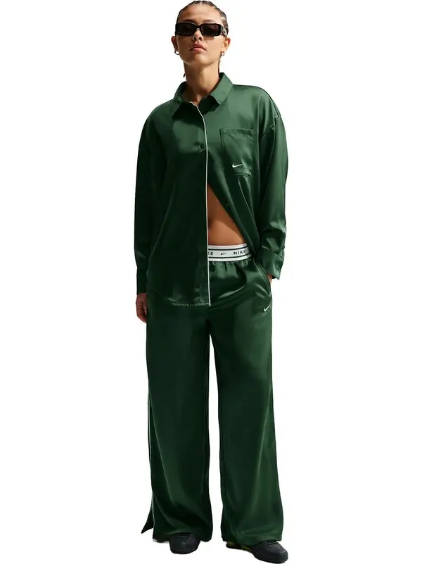 Nike Sportswear Loose Mid-rise Satin Pants - Green