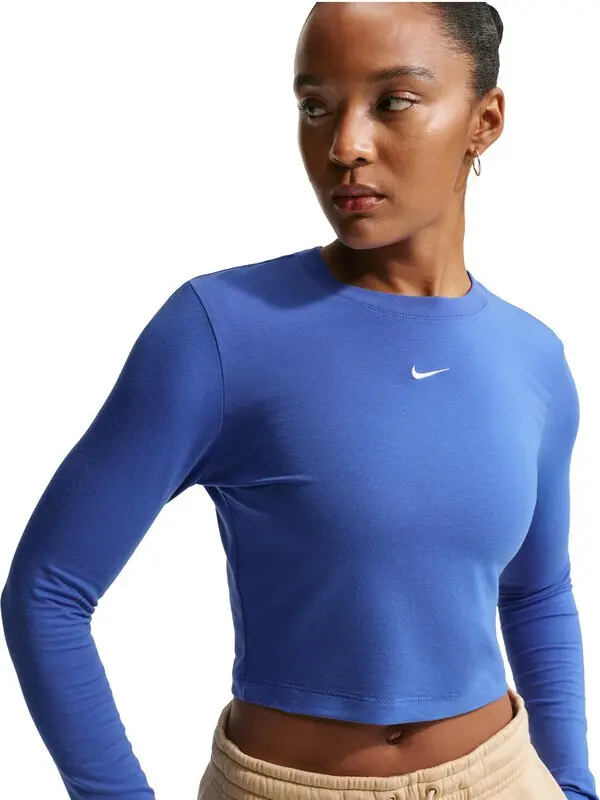 Nike Sportswear Chill Knit Slim Long-sleeve Cropped Top - Blue