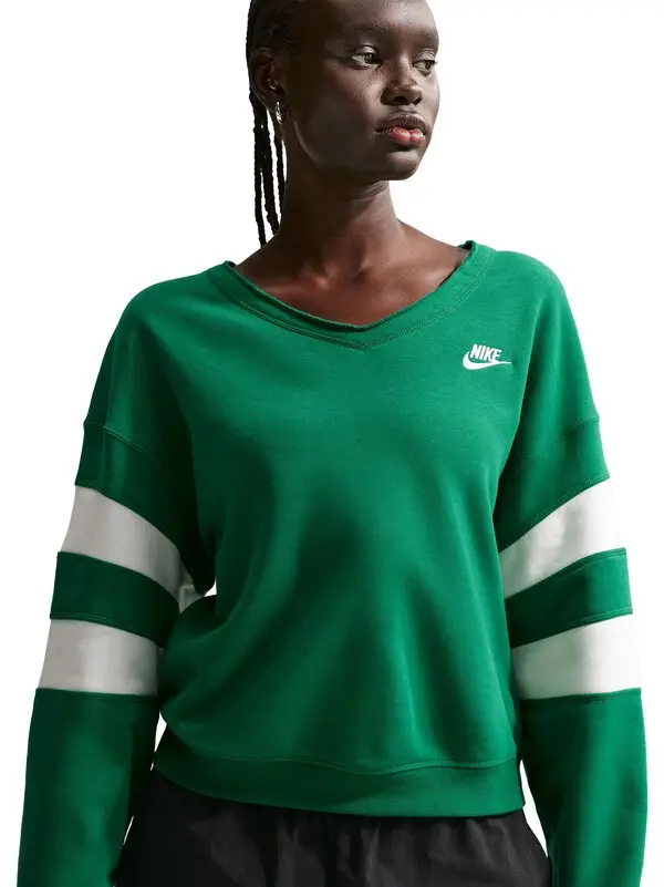 Nike Sportswear Club Fleece Oversized V-neck Sweatshirt - Green