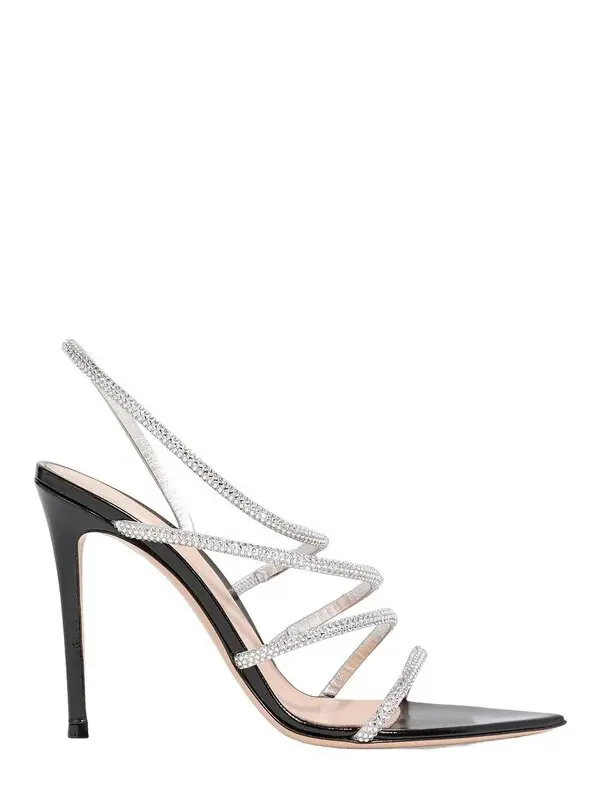 GIANVITO ROSSI Crystal Ettie 105 Embellished Leather Slingback Sandals - Black
