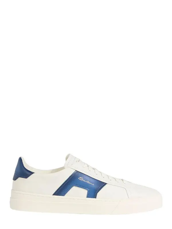 Santoni Two-tone Leather Sneakers - Ivory
