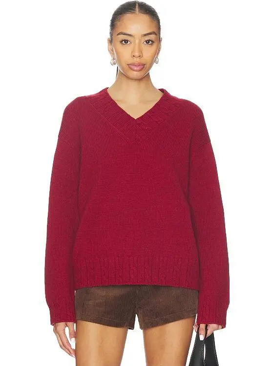 LOVERS AND FRIENDS Haisley V Neck Sweater - Red