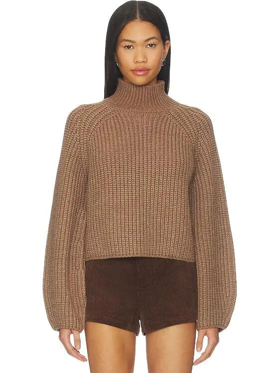 LOVERS AND FRIENDS Martinea Funnel Neck Sweater - Heather Brown