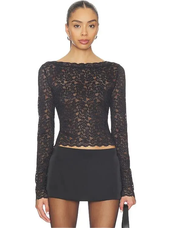 ELODIE THE LABEL Alma Lace Top - Black