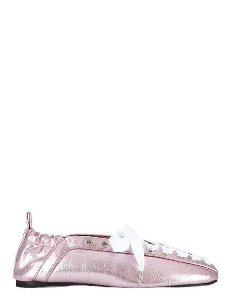 GANNI Eyelets Lace Up Ballerina Flat - Cameo Pink
