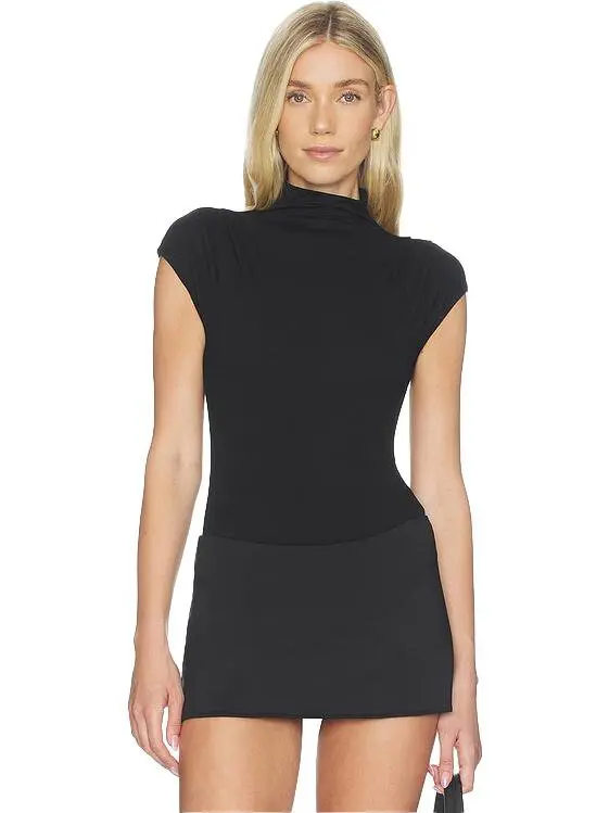 ALL THE WAYS Anya Mock Neck Bodysuit - Black