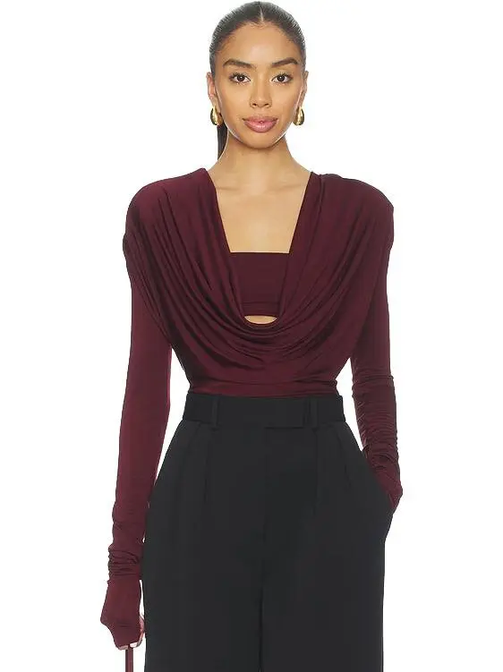 Lapointe Cowl Neck Bandeau Top - Crimson