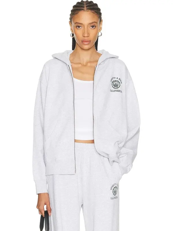 SPORTY & RICH California Emblem Zip Hoodie - Heather Gray