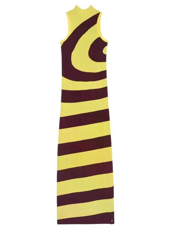 Sunnei High-neck Striped Tank Dress - Yellow