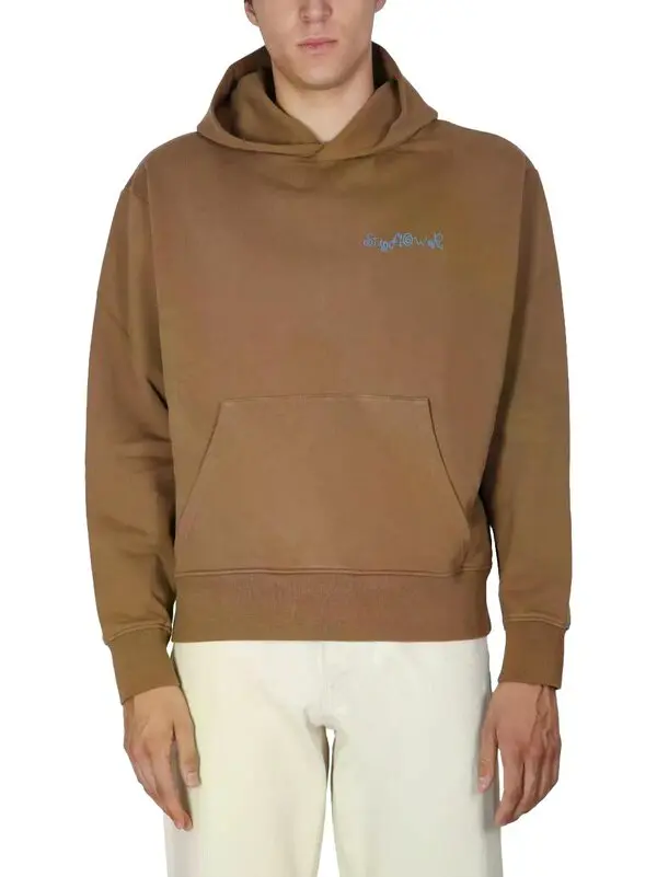 SUNFLOWER Hooded Kangaroo-pocket Hoodie - Brown