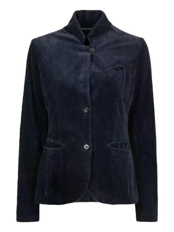 HANNES ROETHER Stand-collar Corduroy Jacket - Blue