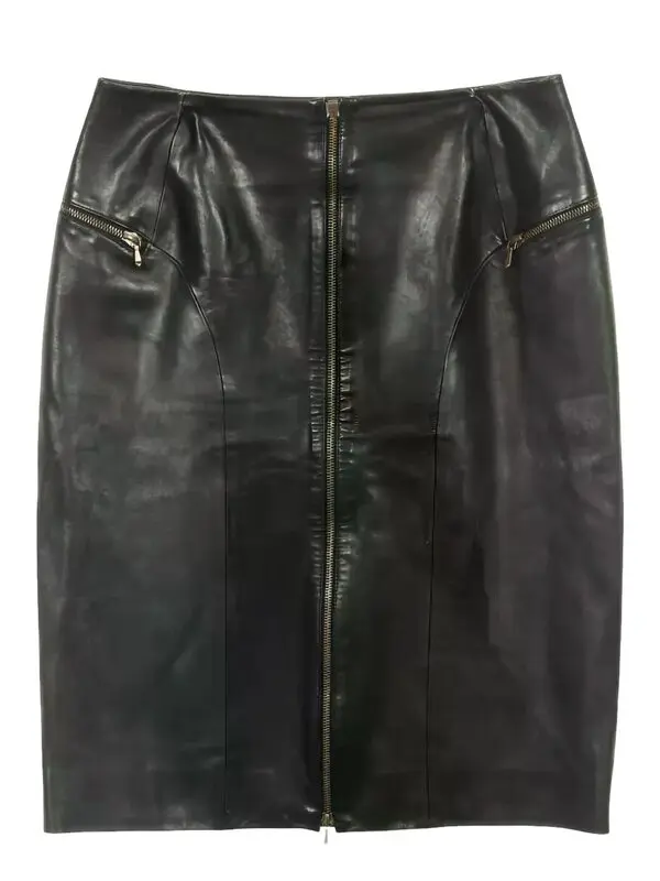 Dior Leather Zip-up Skirt - Black