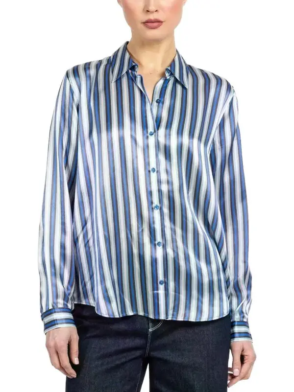 L'Agence Striped Long-sleeve Blouse - Blue