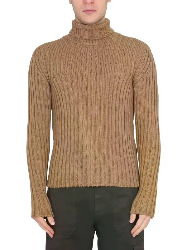 TEN C Roll-neck Sweater - Brown