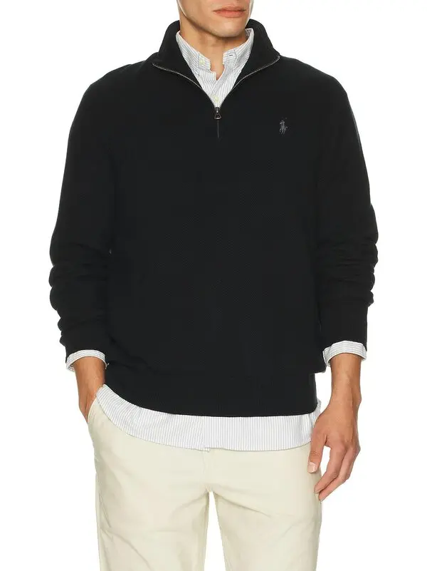 Polo Ralph Lauren Cotton 1/2 Zip Pullover Sweater - Black