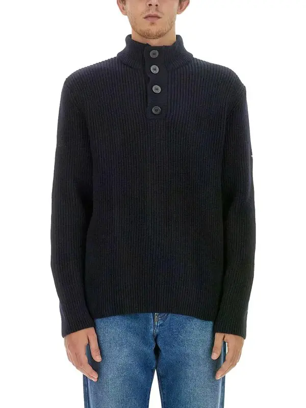 Saint James Buttoned Knitted Sweater - Blue