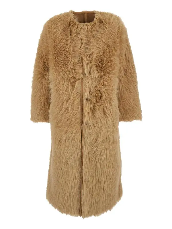URBANCODE Faux Fur Shearling Coat - Beige