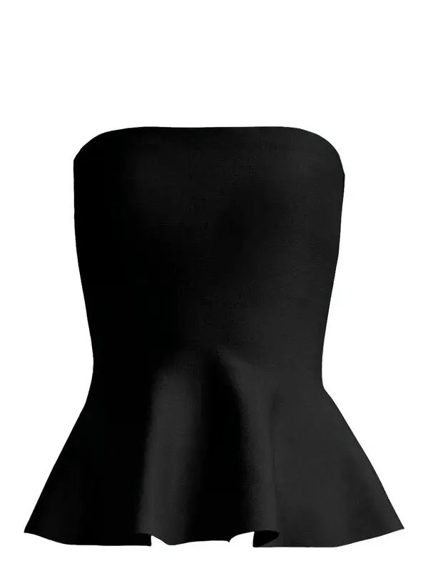 HIGH SPORT Eric Strapless Peplum Top - Black