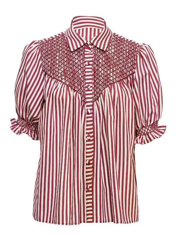 Loretta Caponi Milvia Striped Blouse - Red