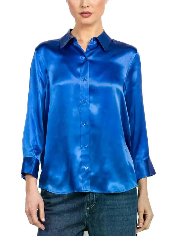 L'Agence Dani Three-quarter Sleeve Top - Blue