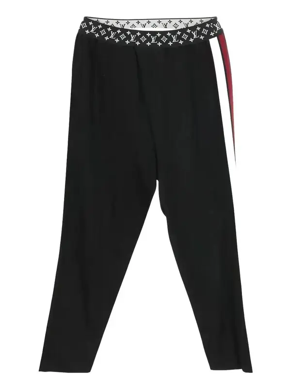 LOUIS VUITTON Monogram Waist Side-stripe Trousers - Black